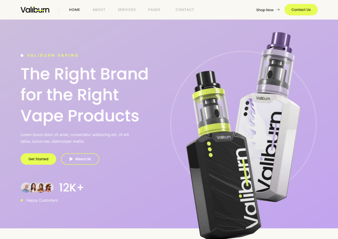 E-Cigarettes Store WordPress Theme - Vape Shop Website Template